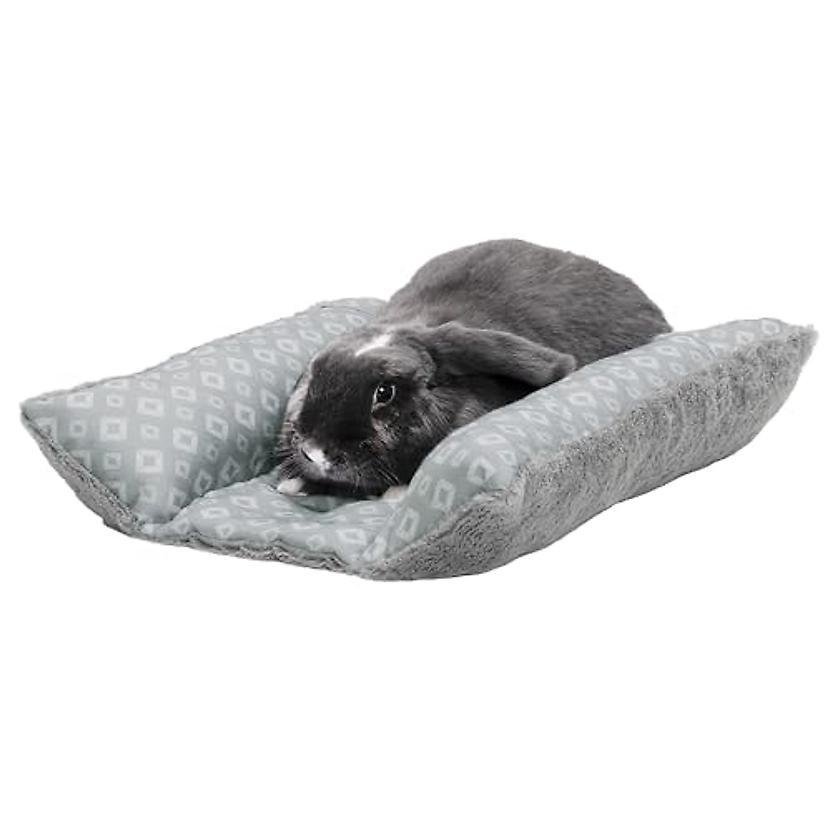 Furhaven Cat Bed for Indoor Cats, Washable w/ Removable Bolsters, For Pets Up to 9 lbs - Plush & Diamond Print Cuddle Loaf Mat - Gray, Small