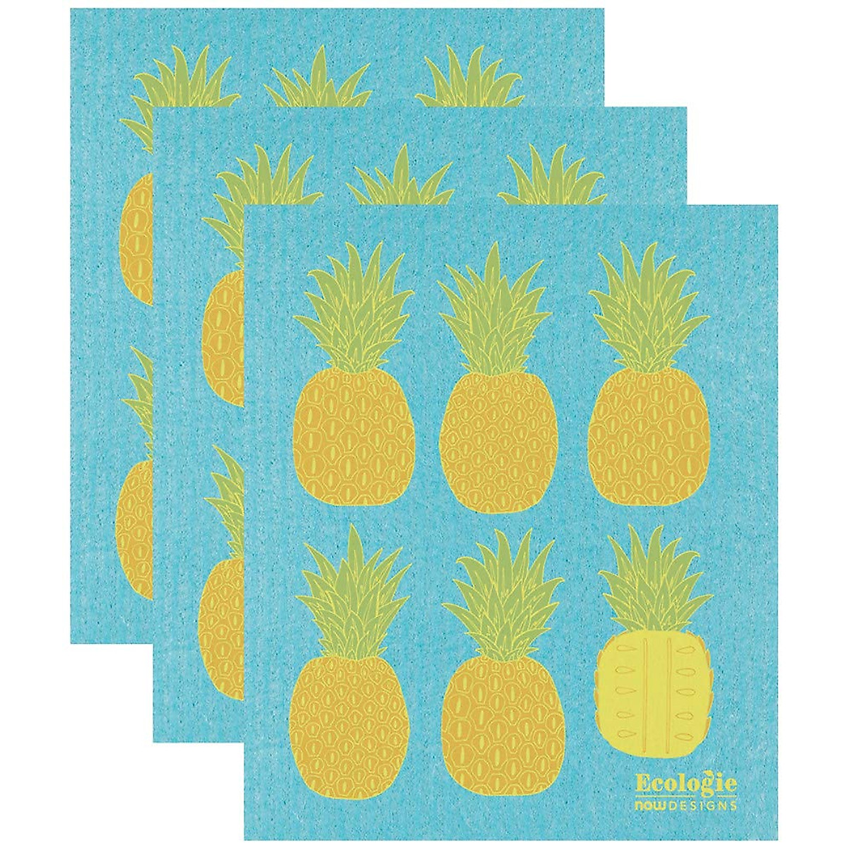 Ecologie by Danica Swedish Sponge Reusable Dishcloth Pineapples 6.5 x 8 inches, Set of 3