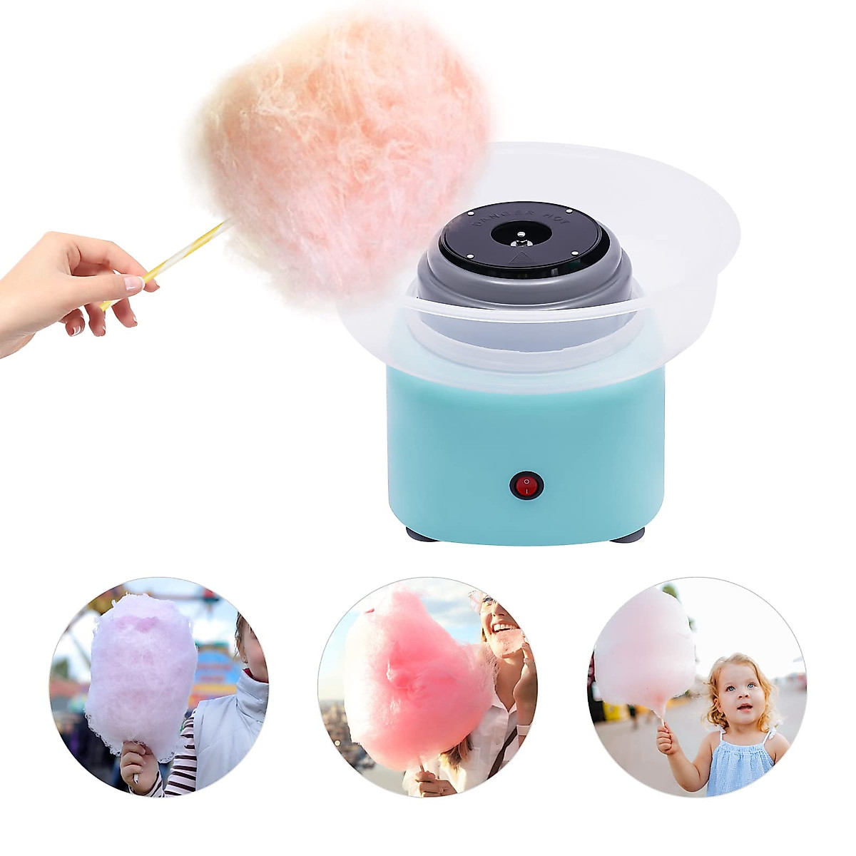 Cotton Candy Machine,Cotton Candy Maker Machine,Cotton Candy Maker With Splash Prevention Bowl for Home Use,for Kids Gift Home Birthday Party (Blue)