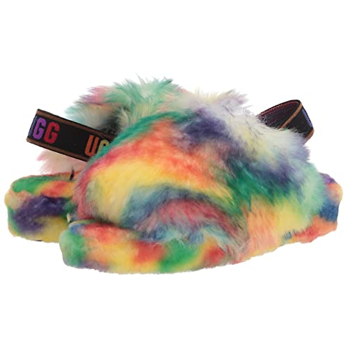 UGG All Gender Adult Fluff Yeah Pride Slipper, Rainbow, Women's Size 5 / Men's Size 3