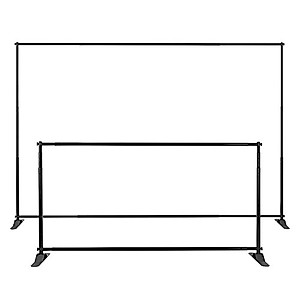 Banner Stand Backdrop - Banner Holder with Adjustable Poster Stand & Retractable Height Up to 5x7 - 8x10 ft Adjustable Telescopic Display Stand for Trade Show, Photo Booth, Wall Exhibitor Background