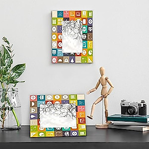 Yzrwebo Math Tools 5x7 Picture Frame Math Symbols Wood Photo Frames High Transparent Horizontal and Vertical Tabletop Display or Wall Mounting for Family Home Gallery Office