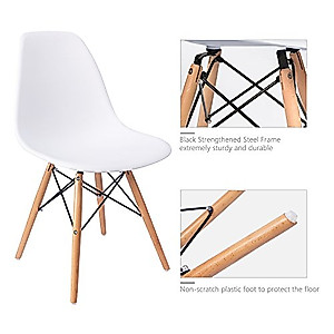 Furmax Pre Assembled Style Mid Century Modern DSW Shell Lounge Plastic Kitchen, Dining, Bedroom, Living Room Side Chairs Set of 4, White