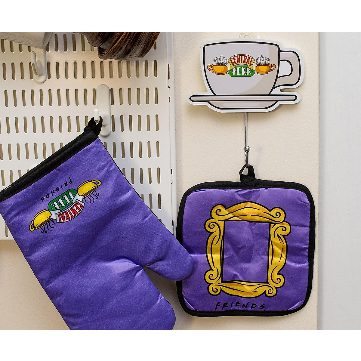 Friends Icons Die-Cut Coat Hanger Wall Hooks, Set of 3 | Ready To Mount Decor, Storage Rack Organizer For Hanging Jackets, Hats, Purses