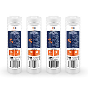 Aquaboon 1 Micron 10" x 2.5" Grooved Sediment Water Filter Replacement Cartridge for Any 10 inch RO Unit, Whole House Sediment Filtration, Compatible with P5, AP110, WFPFC5002, CFS110, RS14, 4-Pack