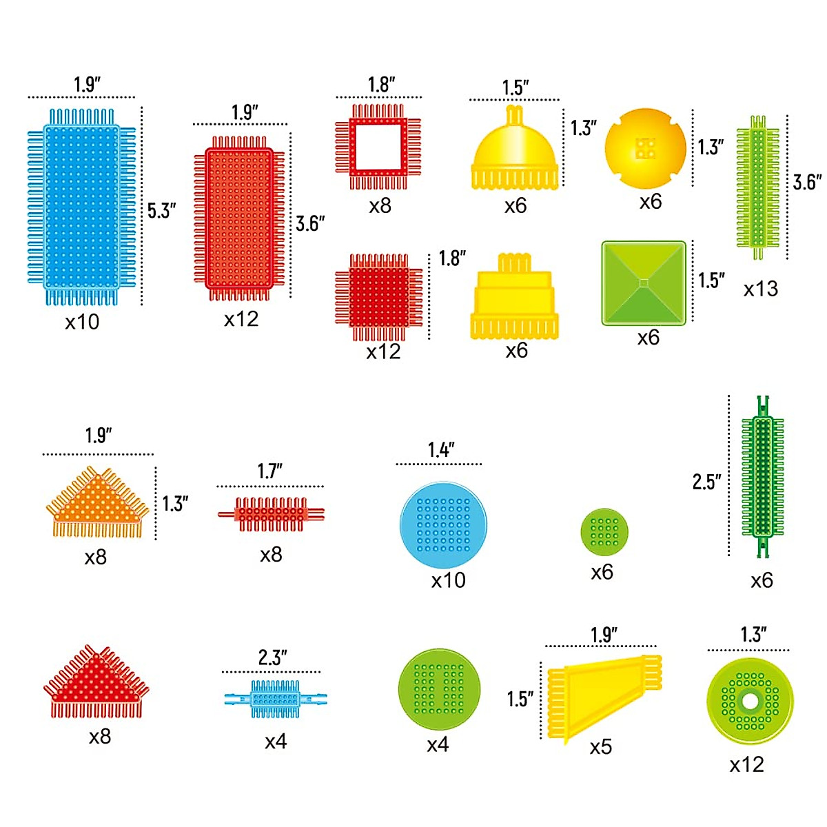 teytoy My First Baby Building Toys, 150pcs Bristle Shape 3D Building Blocks Toy Set, STEM Educational Preschool Toys, Building Blocks for Kids Ages 4-8 Years Old