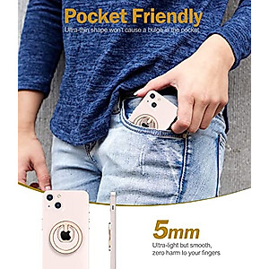 UKKITEK Magsafe Ring Holder for iPhone 14 13 12 MagSafe Accessories, Adjustable Magnetic Finger Ring Grip Stand Compatible Mag Safe Case, Removable When Wireless Charging - Luxury Pink