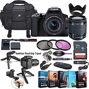 Canon EOS Rebel SL3 DSLR Camera with 18-55mm Lens + 5 Photo/Video Editing Software Package & Accessory Kit (Renewed)
