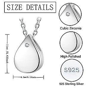 ZLILIJAN 925 Sterling Silver Urn Cremation Ashes Memorial Keepsake Teardrop Eternity Memorial Pendant Mom Dad Jewelry for Women (Ashes Teardrop Pendant)