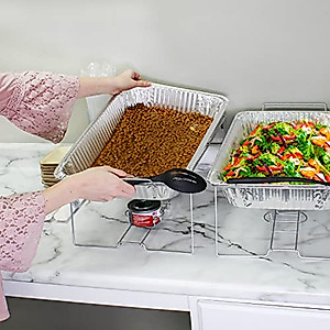 Spec101 Chafing Wire Rack 6 Pack for 24x12 Inch Foil Pans - Empty Folding Reusable Buffet Wire Rack Chafing Stand Foldable Food Warmer Rack Dish Stands Heater Chafer Racks - Catering, Buffet, Wedding