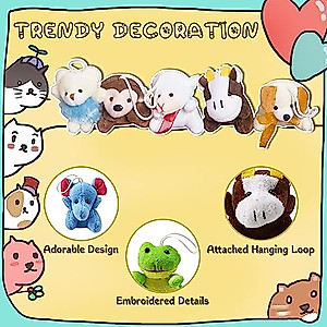 CAMIRUS 24Pack Mini Animal Plush Toy Set, Cute Animal Assortment Keychain Toys, Small Stuffed Animal Set Gifts for Kids, Christmas Stocking Stuffer, Easter Egg Filler, Valentine Classroom Prize