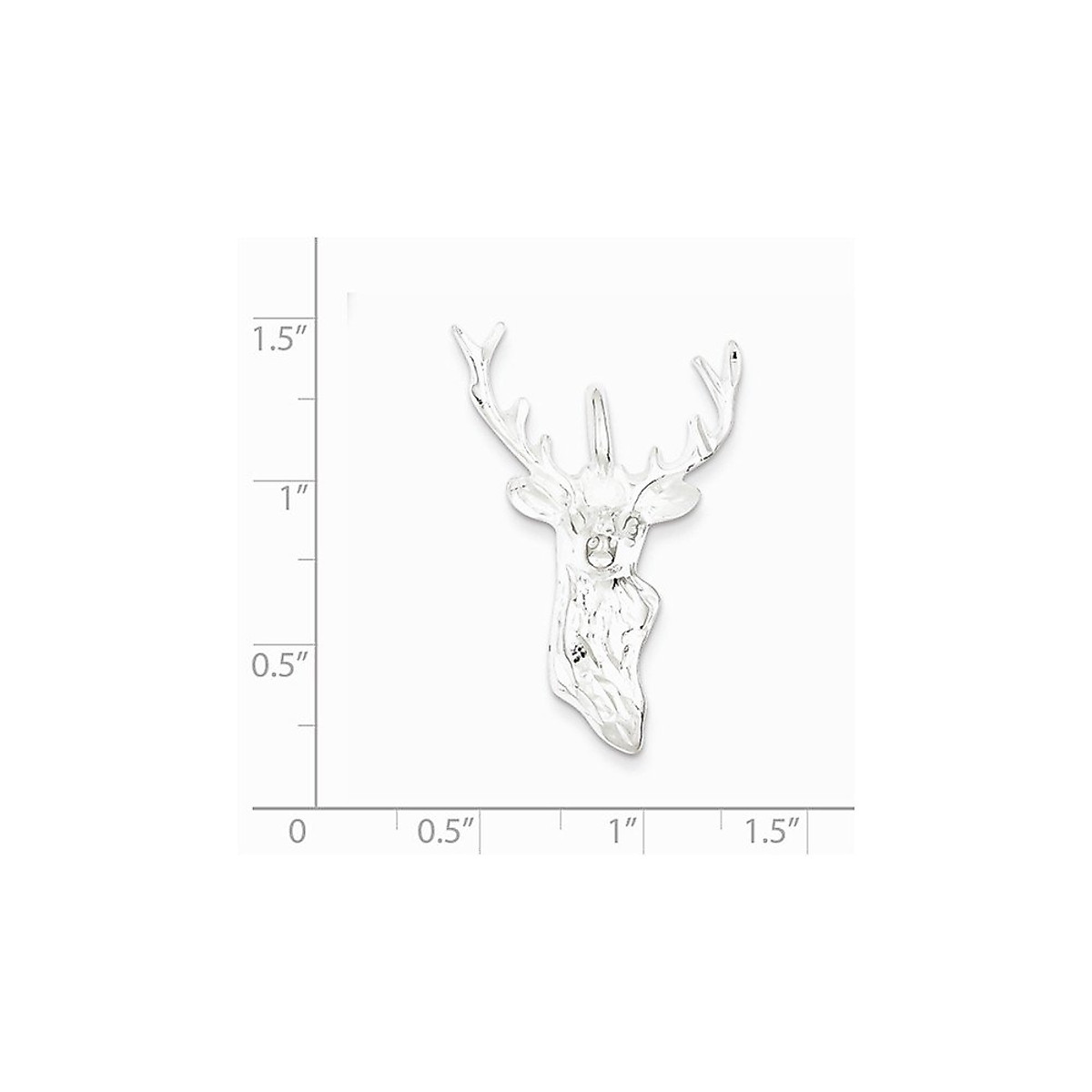 BillyTheTree Jewelry Sterling Silver Shiny-Cut Deer Head Pendant
