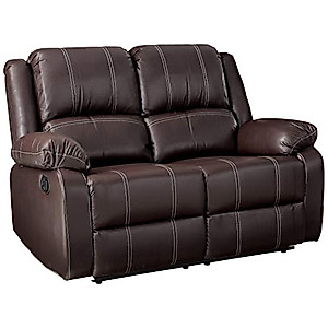 ACME FURNITURE Zuriel Brown Faux Leather Reclining Loveseat