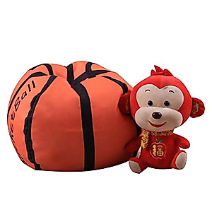 Enfudid Stuffed Animal Storage Bean Bag Chair, 18" Beanbag Covers Only for Organizing Plush Toys, Turns into Bean Bag Seat for Kids When Filled, Basketball Shape