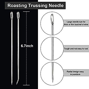 20Pcs Roasting Trussing Needles, 6 Inch BBQ Barbecue Skewers for Grilling, Turkey Pins Metal for Turkey, Chicken, Roasts and Rolled Meats Supplies