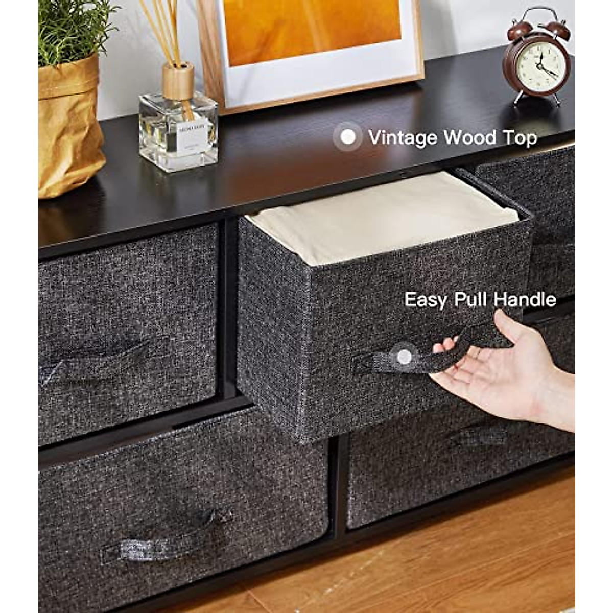 Pipishell 5 Drawers Fabric Dresser,7 Drawer Organizer Unit Fabric Dresser for for Bedroom Closets, Living Room, Nursery Room, Hallway