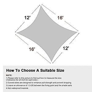 iCOVER Sun Shade Sail Canopy 12'x16', 185GSM Fabric Permeable Pergolas Top Cover, for Outdoor Patio Lawn Garden Backyard Awning, Sand