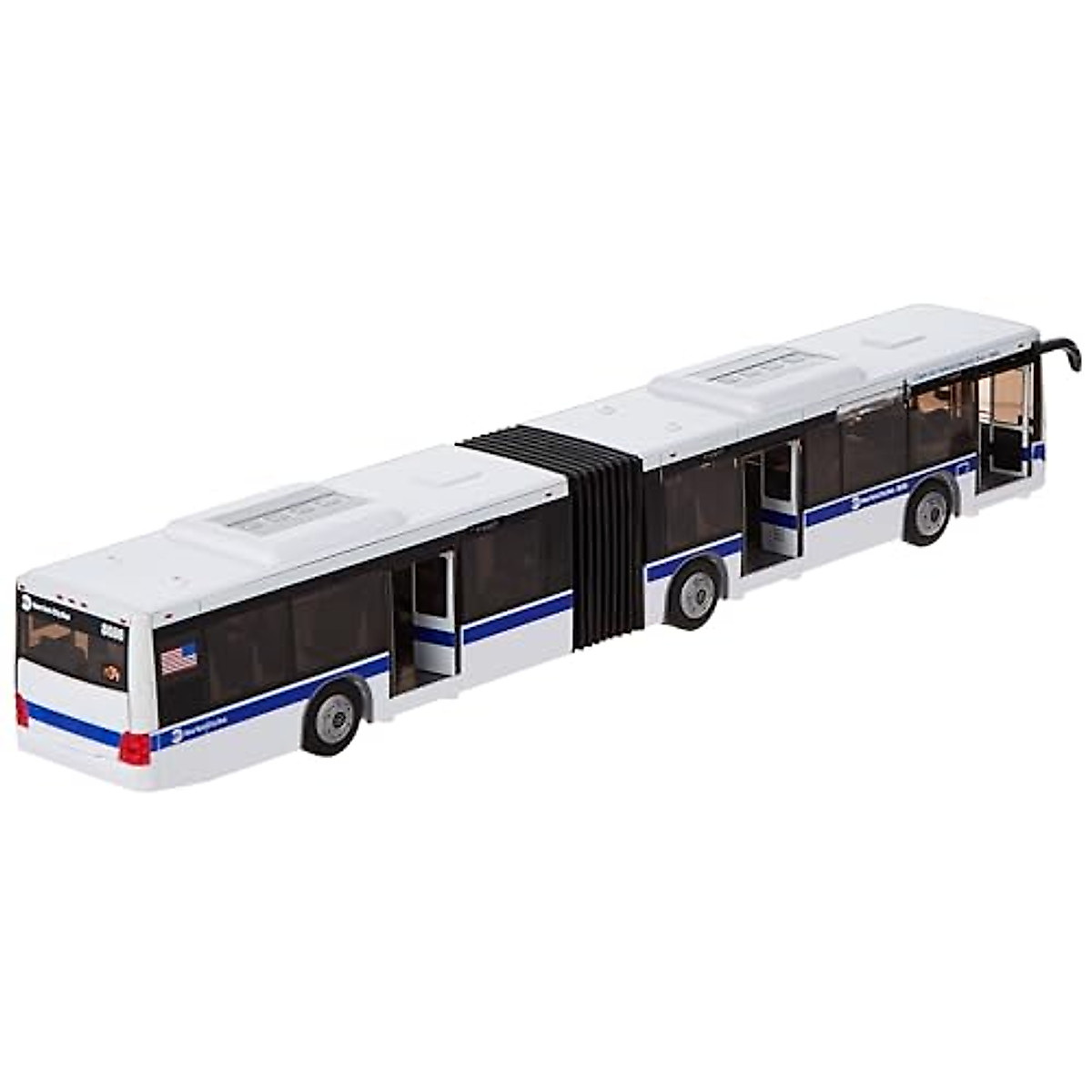 Daron RT8563 New York City MTA Metro Articulated Electric Bus 1:43 Scale- 16 Inches long White/Blue/Black