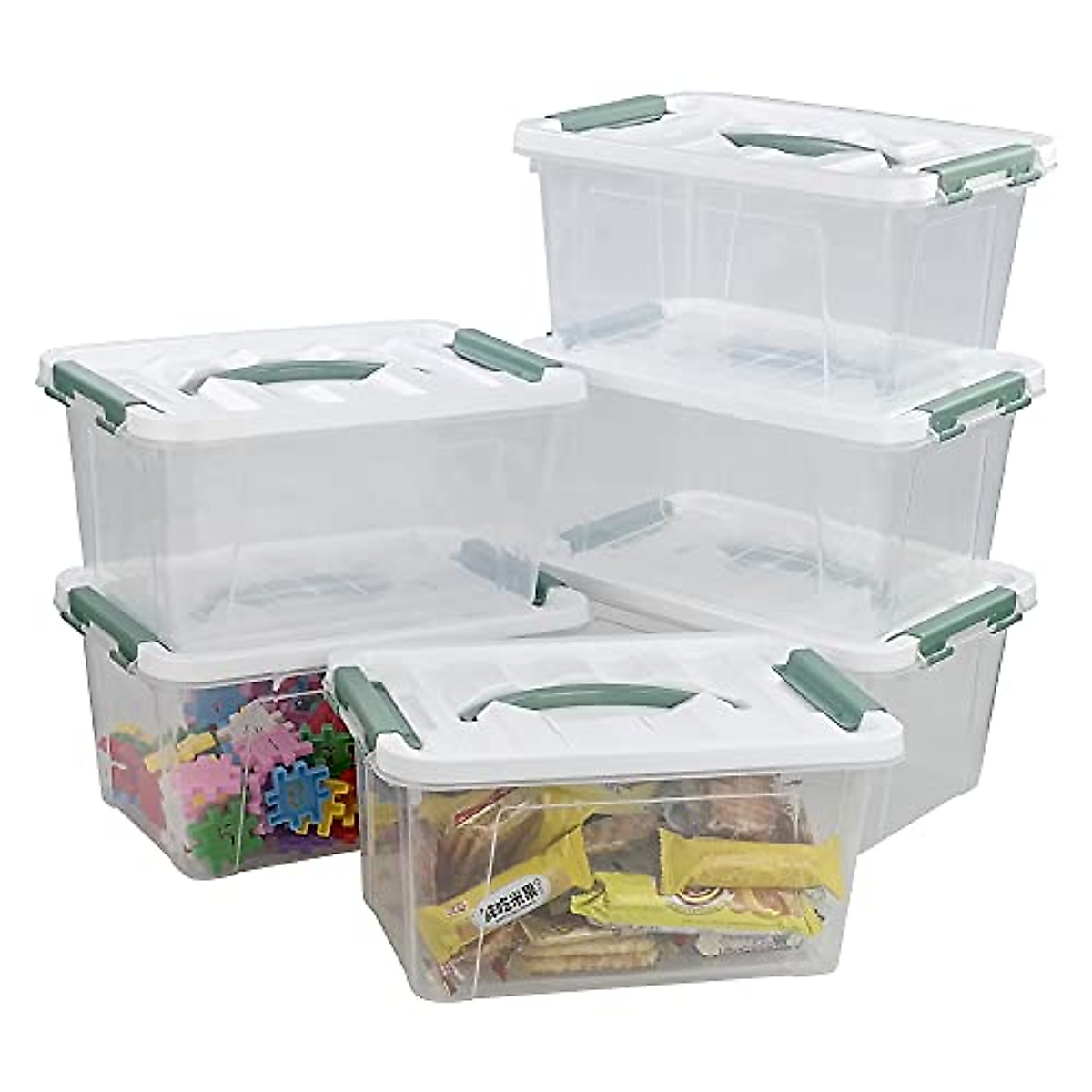 Kiddream 6-pack Clear Plastic Bins, Latch Storage Box with Lids