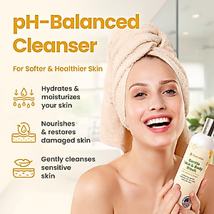 Face and Body Wash for Women and Men - Acne Body Wash Moisturizing for Sensitive Skin - Hydrating Facial Cleanser - Gentle Exfoliating Wash - with Manuka Honey (16oz)