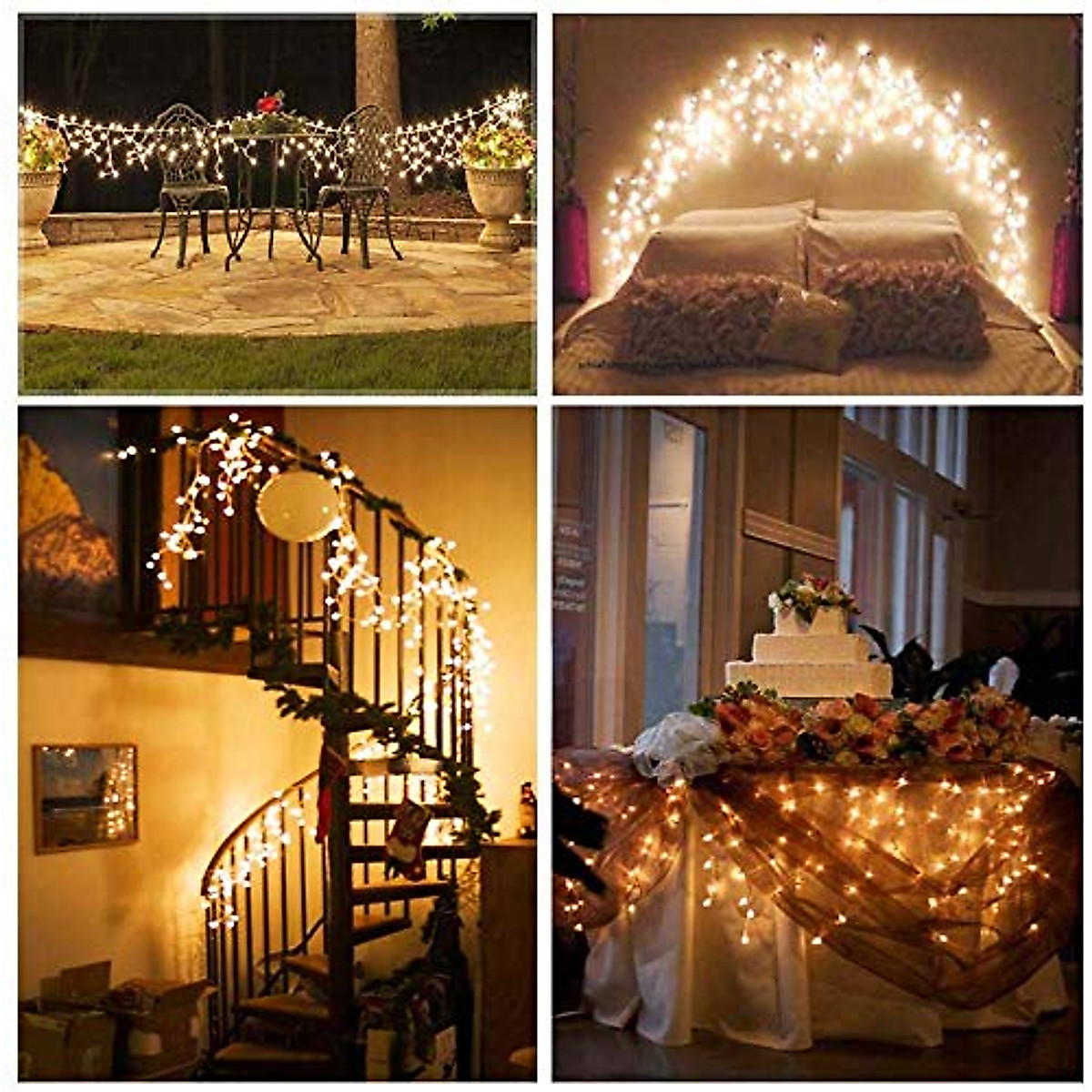 Toodour Christmas Icicle Lights Outdoor, 360 LED 29.5ft 8 Modes Fairy Icicle String Lights with 60 Drops, Led Christmas Twinkle Lights for Holiday, Party, Wedding, Christmas Decorations (Warm White)