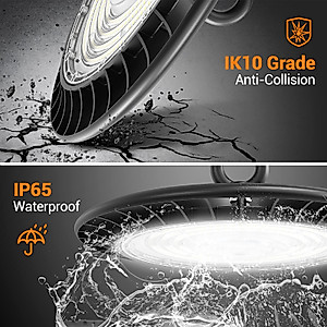 CT CAPETRONIX High Bay LED Shop Lights 2 Pcs 100W 5000K 110V 250W HID/HPS Equivalent 13,000LM, 5' Cable with 110V Plug, Hanging Hook, 120°, LED High Bay Light for Gym Garage Shop Warehouse (2Pack