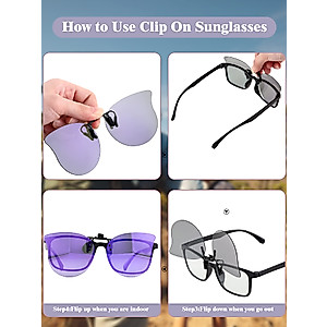 Frienda 3 Pairs Polarized Clip On Sunglasses Cat Eye Flip Up Lens Sunglasses Lightweight Metal Clip Rimless Sunglasses Stylish Clip-on Glasses for Women