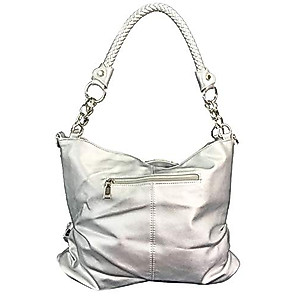Zzfab Sparkle Rhinestone Suede Hobo Handbag (Silver)