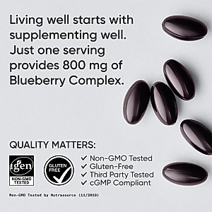 Sports Research Whole Fruit Blueberry Concentrate Made from Organic Blueberries - Non-GMO & Gluten Free (60 Liquid Softgels)