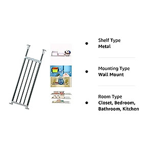 BAOYOUNI Expandable Closet Tension Shelf Rod Organizer Adjustable Storage Rack Heavy Duty Clothes Hanger Metal Space Saving Divider for Bathroom Kitchen Cupboard Wardrobe Bookshelf 32''-46'', Ivory