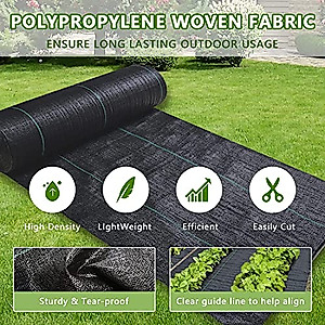 LGJIAOJIAO 6ftx300ft Weed Barrier Landscape Fabric Heavy Duty, Weed Block Gardening Ground Cover Mat, Weed Control Garden Cloth, Woven Geotextile Fabric for Underlayment, Commercial Driveway Fabric