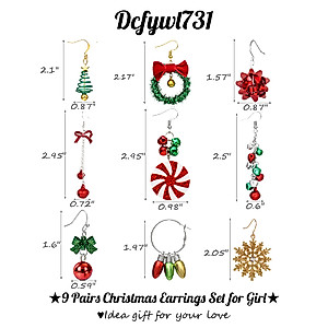 Christmas Earrings for Women Xmas Holiday Dangle Earring Christmas Tree Snowflake Bell Reindeer Stud Earrings Jewelry Costume Outfit Accessories