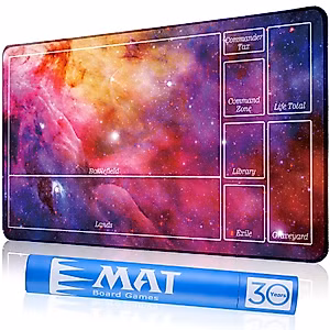 Biouai Starry Playmat for MTG Magic The Gathering - Stitched Field Rules Zones Play Mat with Free Tube Case for MTG Card Game Playing for Beginner(Purple)