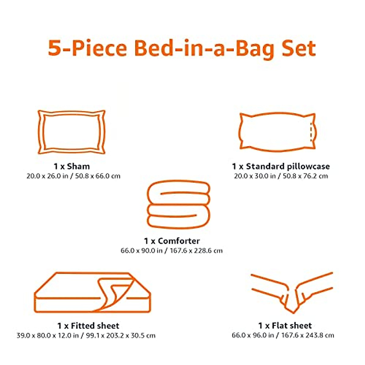 Amazon Basics 5-Piece Lightweight Microfiber Bed-In-A-Bag Comforter Bedding Set - Twin/Twin XL, Coral Medallion