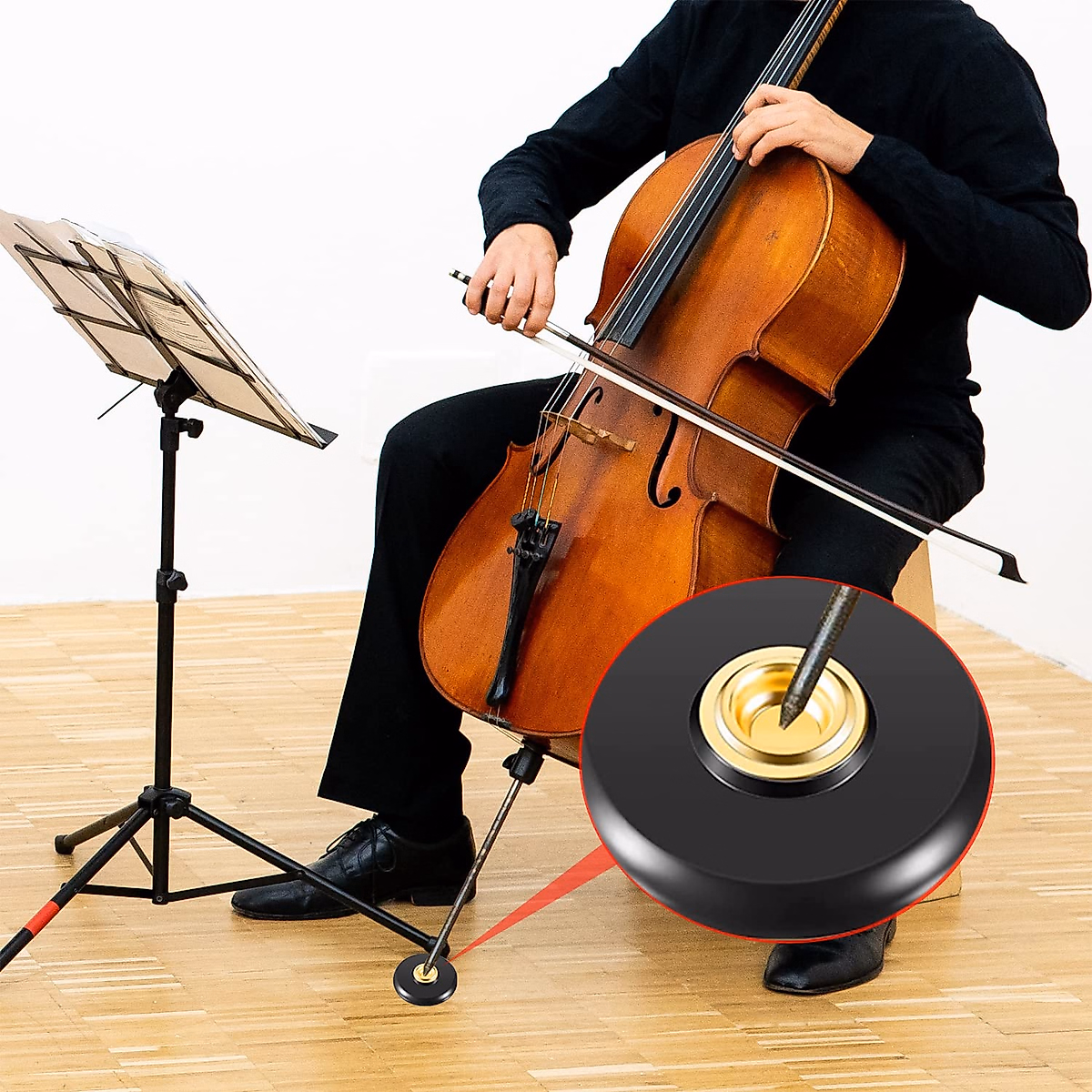 OBTANIM 5 Pcs Cello Endpin Anchor Stopper Include Cello Adjustable Strap Rest Cello Endpin Non Slip Stand Holder 3 Pcs Rubber Tip Floor Protector for Cello Bass Performance Accessories