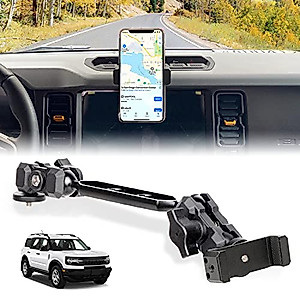 OMU Bronco Phone Mount,2 Stage Ball -Socket Design, All-Metal Structure,360° Adjustment Dashboard Cell Phone Mount Suitable for Ford Bronco 2021+ for All Smartphones(Non-Destructive Installation)