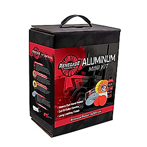 Renegade Products Aluminum Polishing Mini Kit Complete with Buffing Wheels, Buffing Compounds, Right Angle Grinder Safety Flange, Pro Red Hand Polish and Microfibers