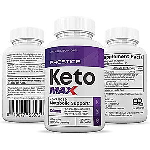 Prestige Keto Max 1200MG Pills Includes Apple Cider Vinegar goBHB Strong Exogenous Ketones Advanced Ketogenic Supplement Ketosis Support for Men Women 60 Capsules