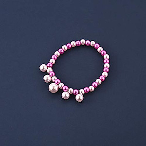 HANRESHE Charm Bracelet New Ladybug Bracelet Gift Pink Rose Red Imitation Pearl Bracelet Cosplay Girls Ladybug Party Kids Jewelry Elastic Adjustable Bracelet Costume Decoration for Kids