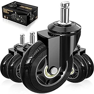 Office Chair Wheels,Set of 5,Soontrans,Rollerblade Wheels Replacement for Office Gaming Chairs Caster Wheels for Carpet,Wood Floors,Heavy Duty Computer Chair Wheels,NOT Compatible for IKEA