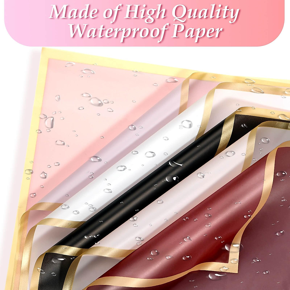 Tetutor Waterproof Flower Wrapping Paper,30 Sheets Bouquet Wrapping Paper, Floral Wrapping Paper for Bouquets, Flower Wrapping Paper Bouquet for Florist Wrap Wedding Birthday