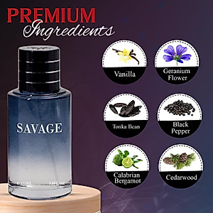 Savage Pour Homme & Lion Versatile Red Flame Cologne for Men, Eau De Toilette Natural Spray, 3.4oz Fl Oz/100ml each Pack of 2