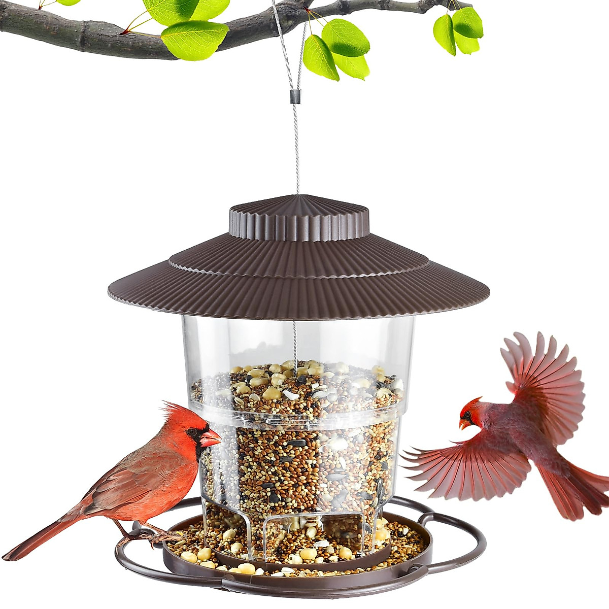 Samhe Bird Feeders for Outside, Squirrel Proof Waterproof 2.2 Lbs Capacity Easy to Fill, Retractable Wild Bird Feeders for Outdoors Hanging, Yard Garden Decoration