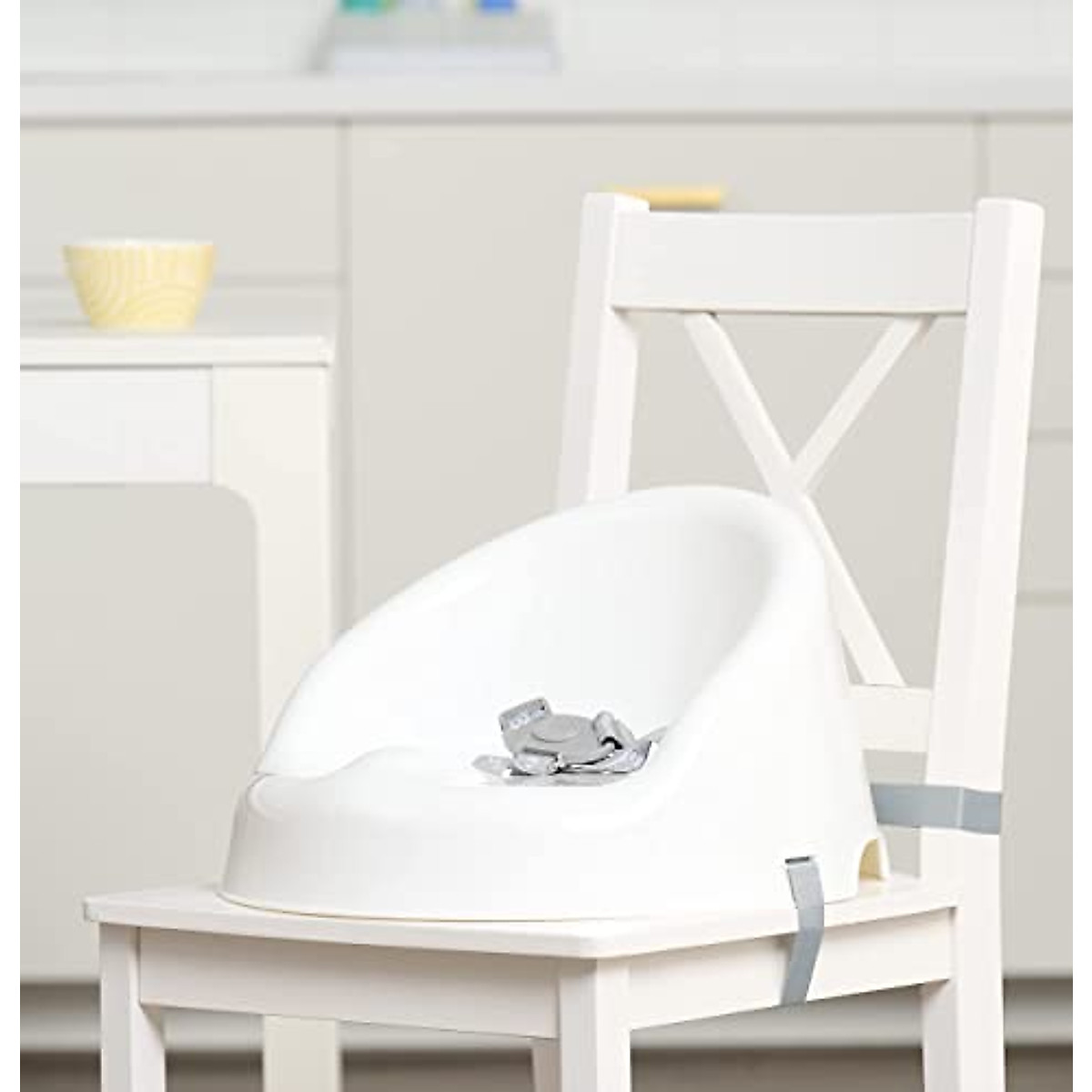 Regalo Baby Basics™ Booster Seat, White, Three-Point Safety Harness, Easily Wipeable, Sturdy & Durable Plastic