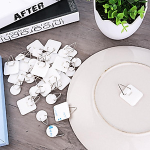 Thinp 30 Pieces Invisible Adhesive Plate Hanger Wall Plate Hangers Plastic Adhesive Picture Hangers Without Nails Plate Holder Frame Hangers for Bathroom Kitchen Wall Decoration (Round&Square)