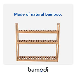 Bamodi Bamboo Bathroom 3 Tier Shelf - Multi-Shelves Bathroom Rack - Open Shelf Organizer for Kids Bedroom, Living Room, Office, Kitchen - Standing Storage Display Shelf for Towel, Book, Decor