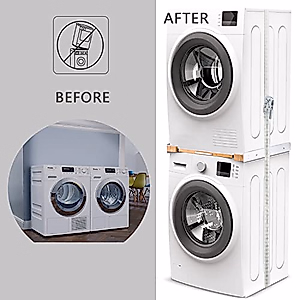HHXRISE 24 inch Stacking Kit for Washer and Dryer, Saving Space and fixed connection frame for washing and drying machines,with pull-out laundry basket, including ratchet rope.