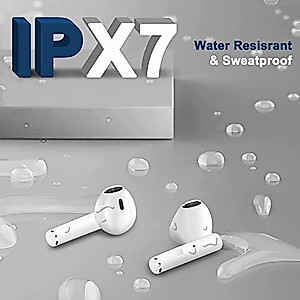 Wireless Earbuds Bluetooth Headphones IPX7 Waterproof Bluetooth Earbuds 30H Playtime Headset with Charging Case Wireless Bluetooth Earphones with Mic for iPhone/Samsung/Android (White)