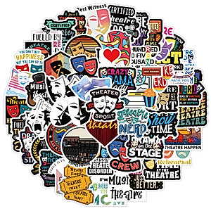 63Pcs Theater Stickers Graffiti Aesthetics Waterproof Vinyl for Kids Girls Boys Teens Adults for Water Bottles Laptop Suitcase for Birthday Party Supplies Halloween Decoration Favors