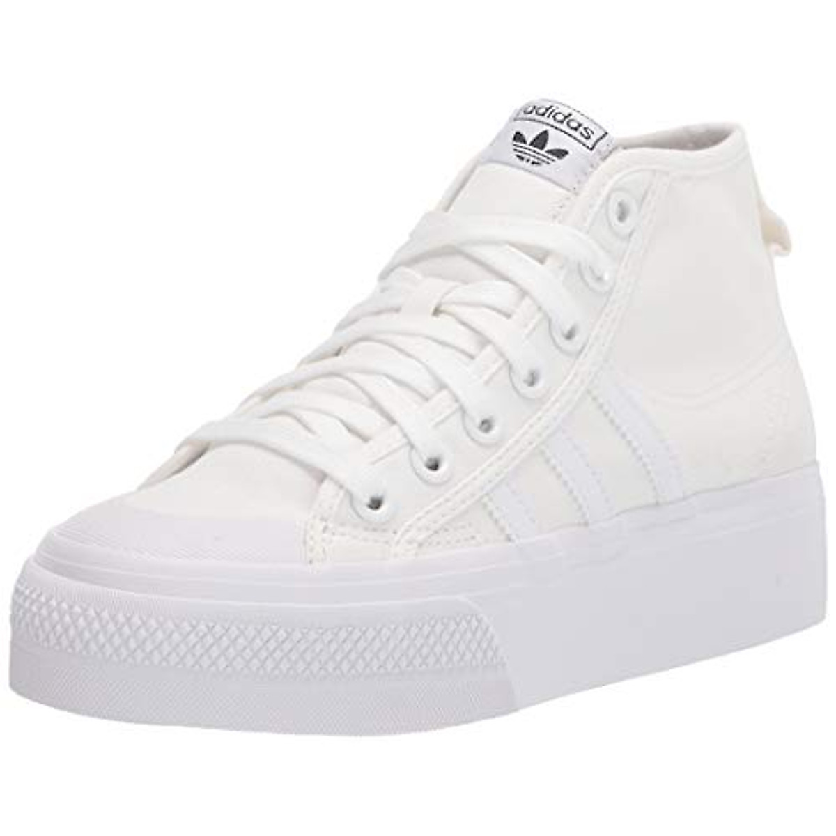 adidas Originals womens Nizza Platform Mid Sneaker, White/White/White, 8.5 US